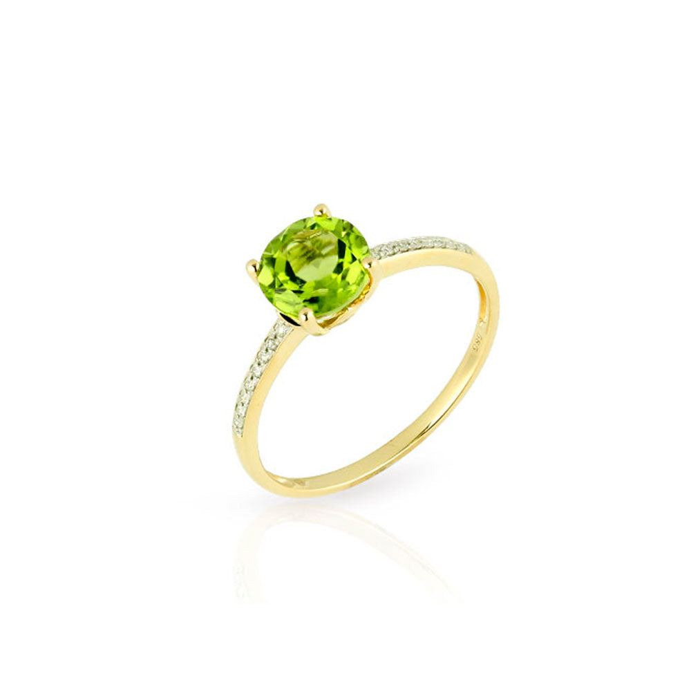Peridot Ring mit Brillanten (Gelbgold 585) – Skielka Designschmuck
