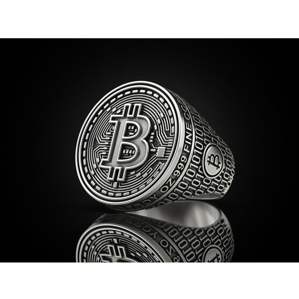 Bitcoin Ring aus Cobalt-Chrom – Skielka Designschmuck